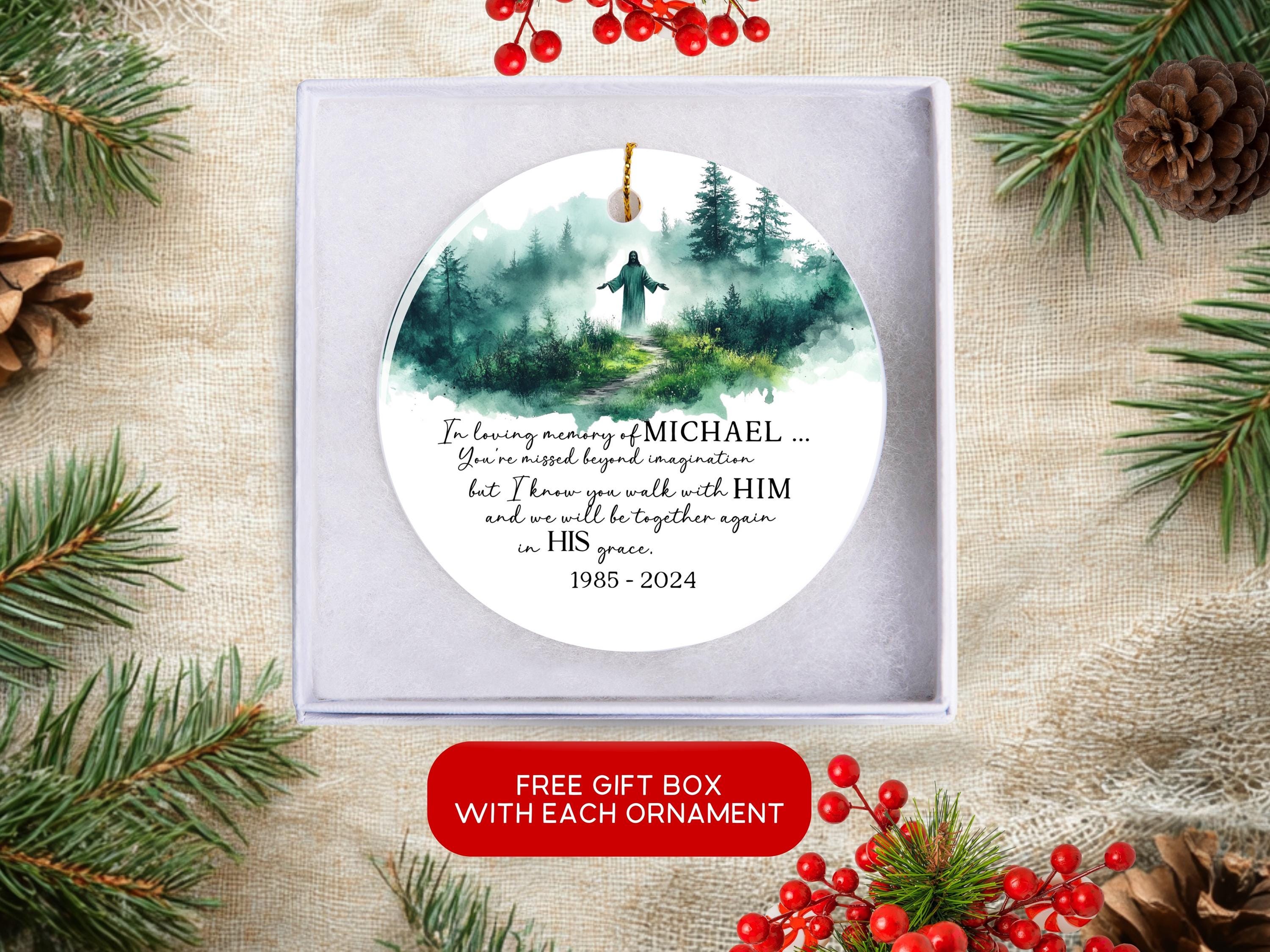 Personalized Memorial Ornament Custom Walking With Jesus Memorial ...
