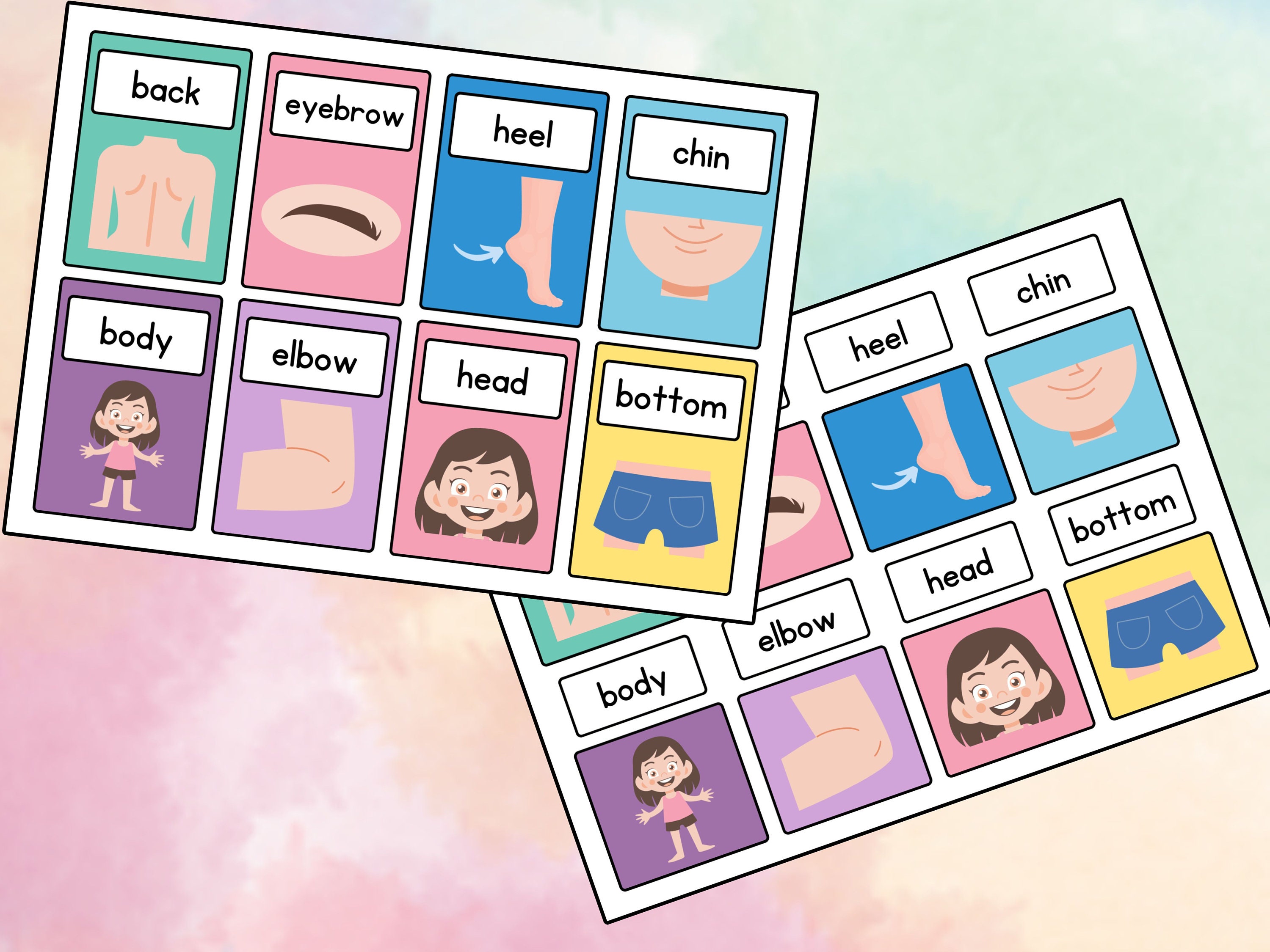 28 Body Parts Flash Cards | Digital Printable Body Cards Bundle ...