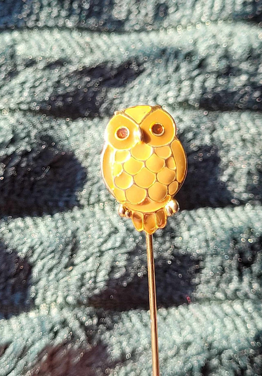 Vintage Lapel Pin Hat Pin Enamel Pin Stick Pin Gold-toned Owl ...