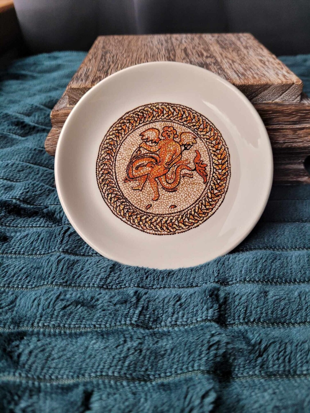 Vintage Hand Painted Plate Goodliffe Neale Alcester Cupid on A Dolphin ...