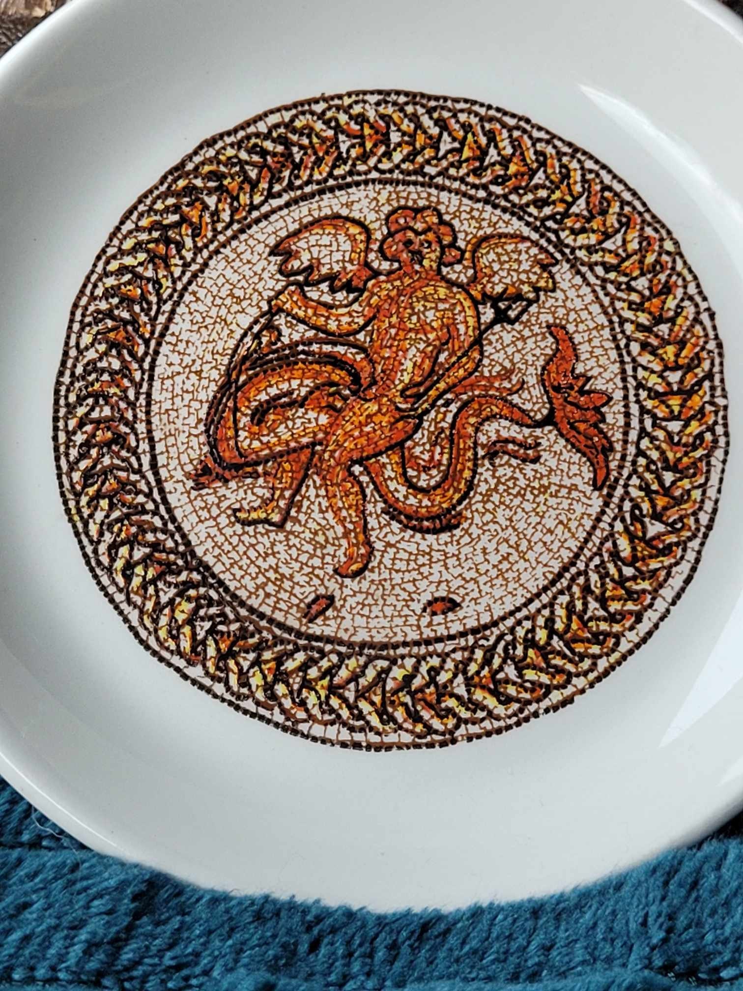 Vintage Hand Painted Plate Goodliffe Neale Alcester Cupid on A Dolphin ...