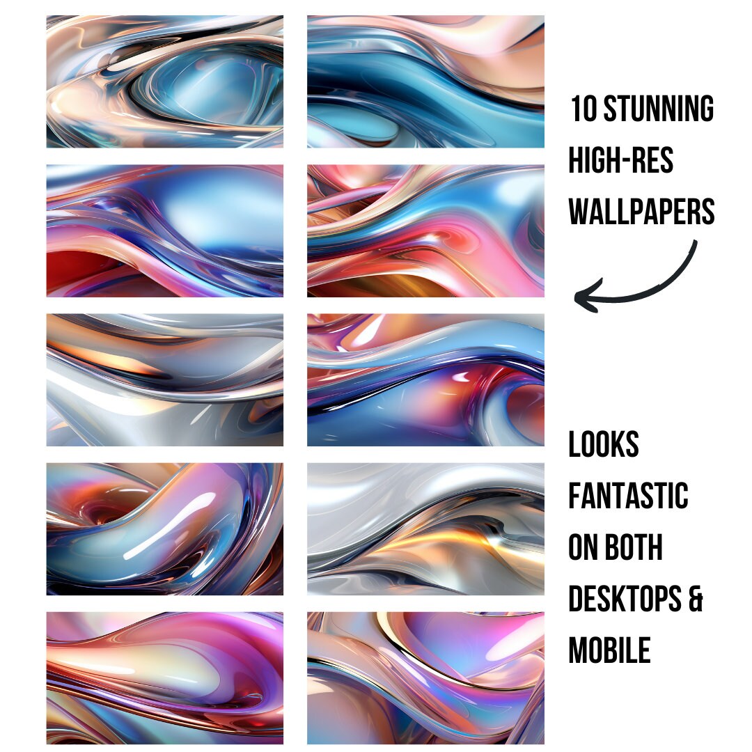 Metallic Abstract Objects Wallpaper Pack, Featuring 10 Different ...