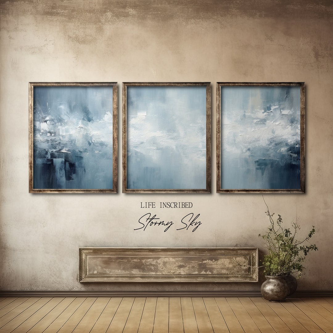 Abstract Painting "sparkling Storm" Impressionist Art, Set of Three ...