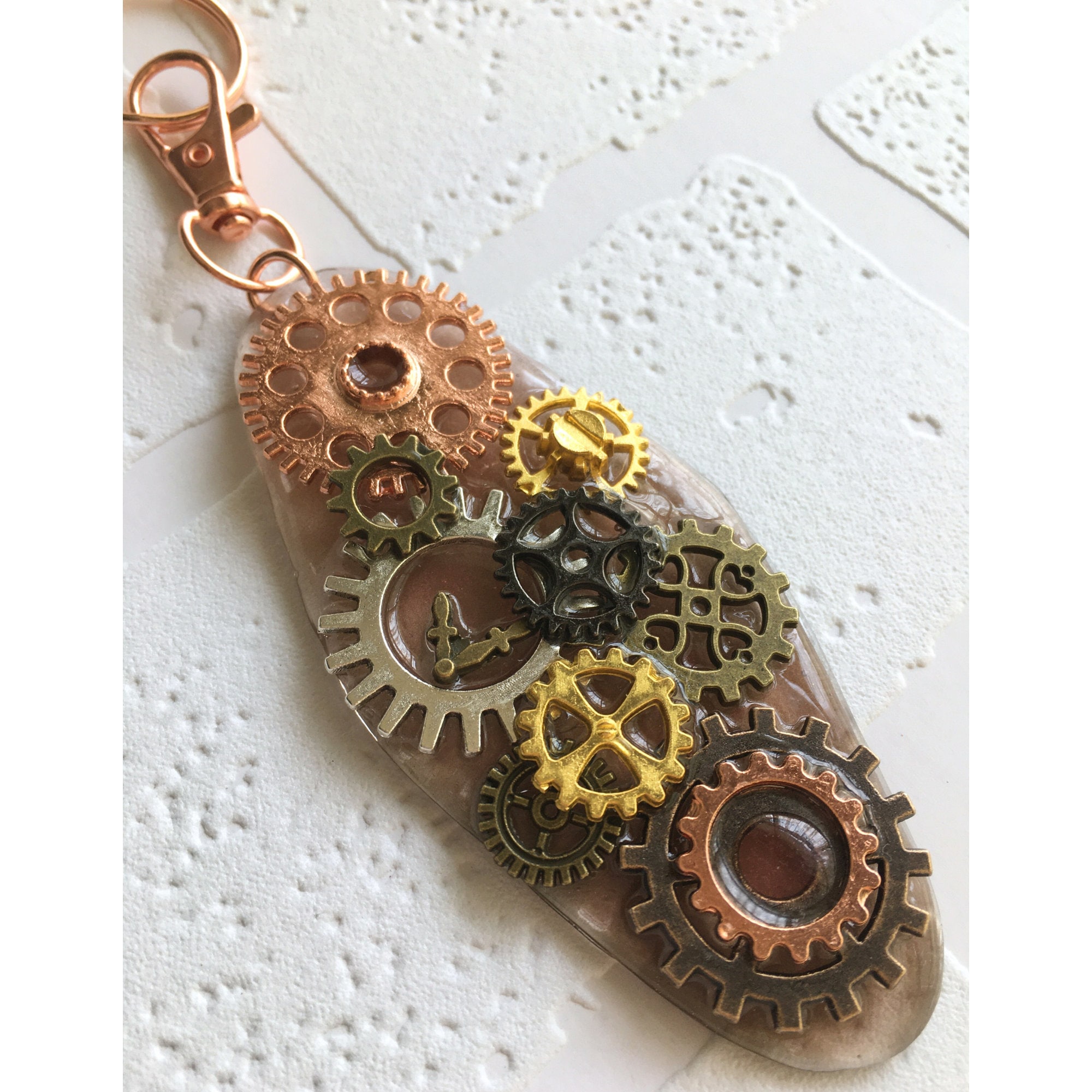 Steampunk Keychain, Gear Keychain - Etsy