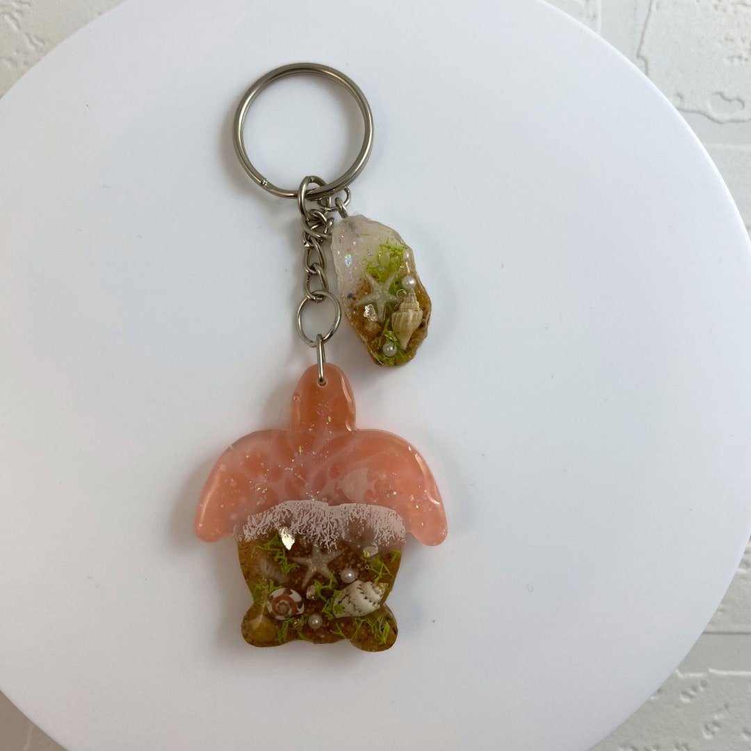 Resin Sea Turtle Keychain, Peach Beach Theme - Etsy