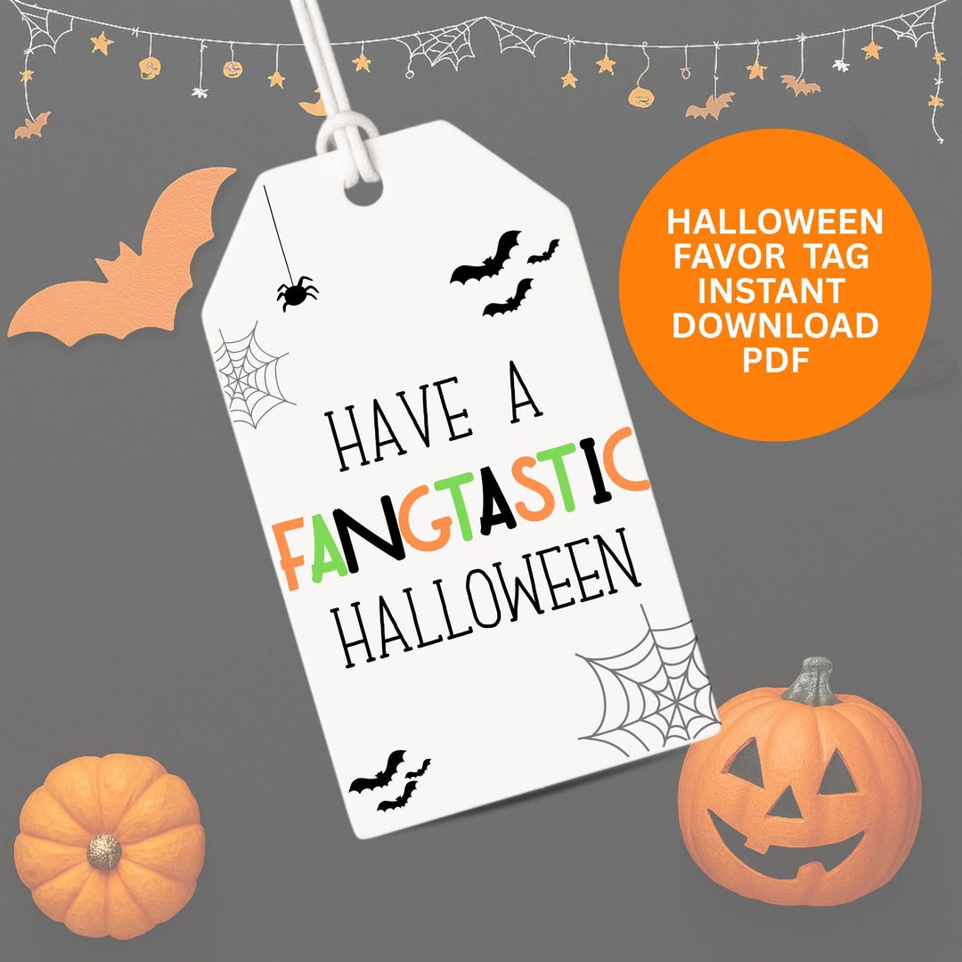 Have a Fangtastic Halloween Gift Tag PDF Printable, Vampire Halloween ...