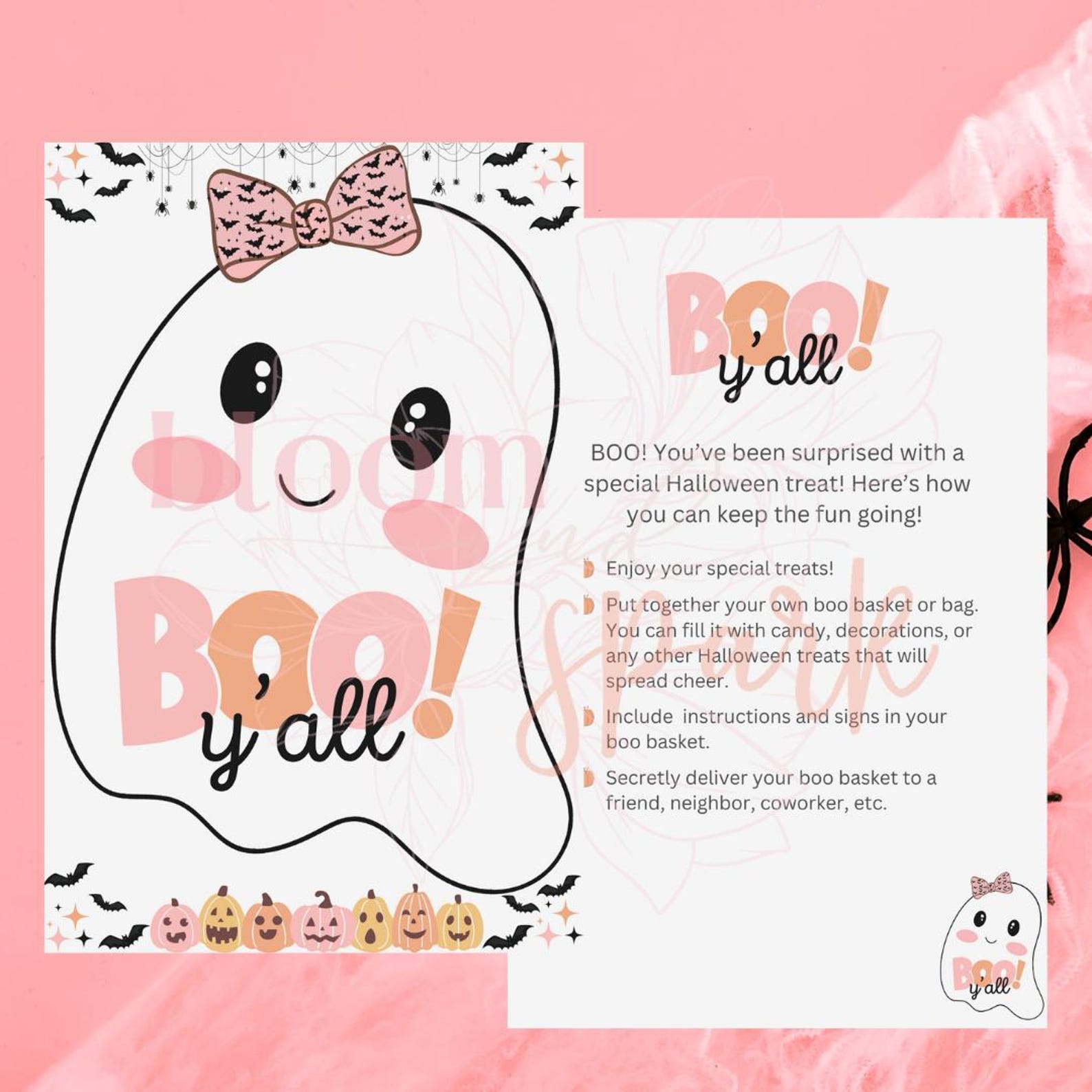 Boo Y'all Cute Ghost Boo Basket Gift Tag and Instructions PDF Printable ...