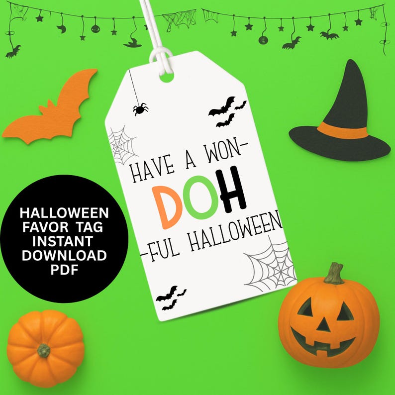 Have a Won-doh-ful Halloween Play Doh Gift Tag PDF Printable, Noncandy ...