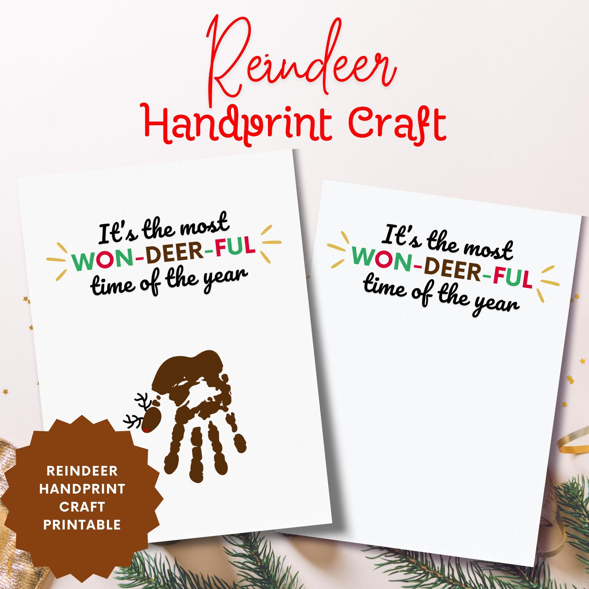 Reindeer Handprint Craft Christmas Keepsake Printable Template ...