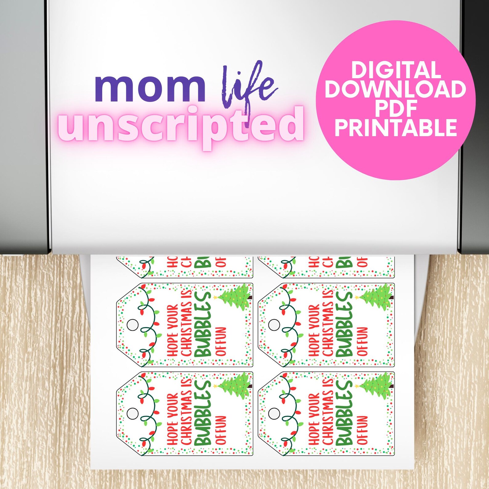 Hope Your Christmas is Bubbles of Fun Bubble Class Gift Tag Printable ...
