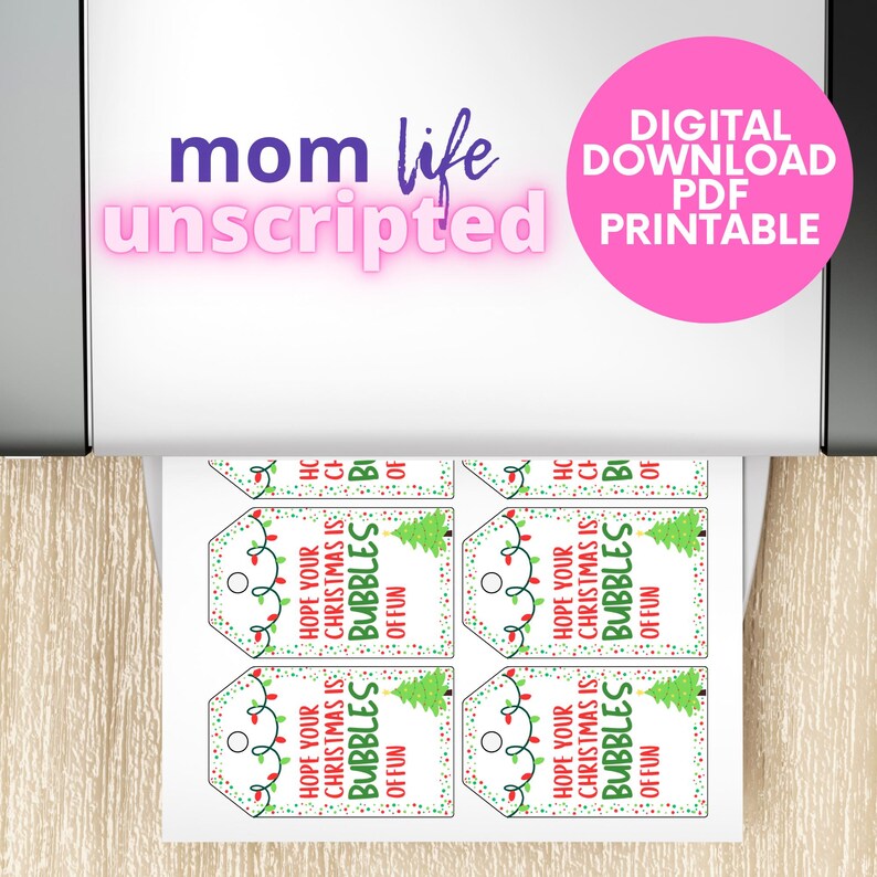Hope Your Christmas is Bubbles of Fun Bubble Class Gift Tag Printable ...