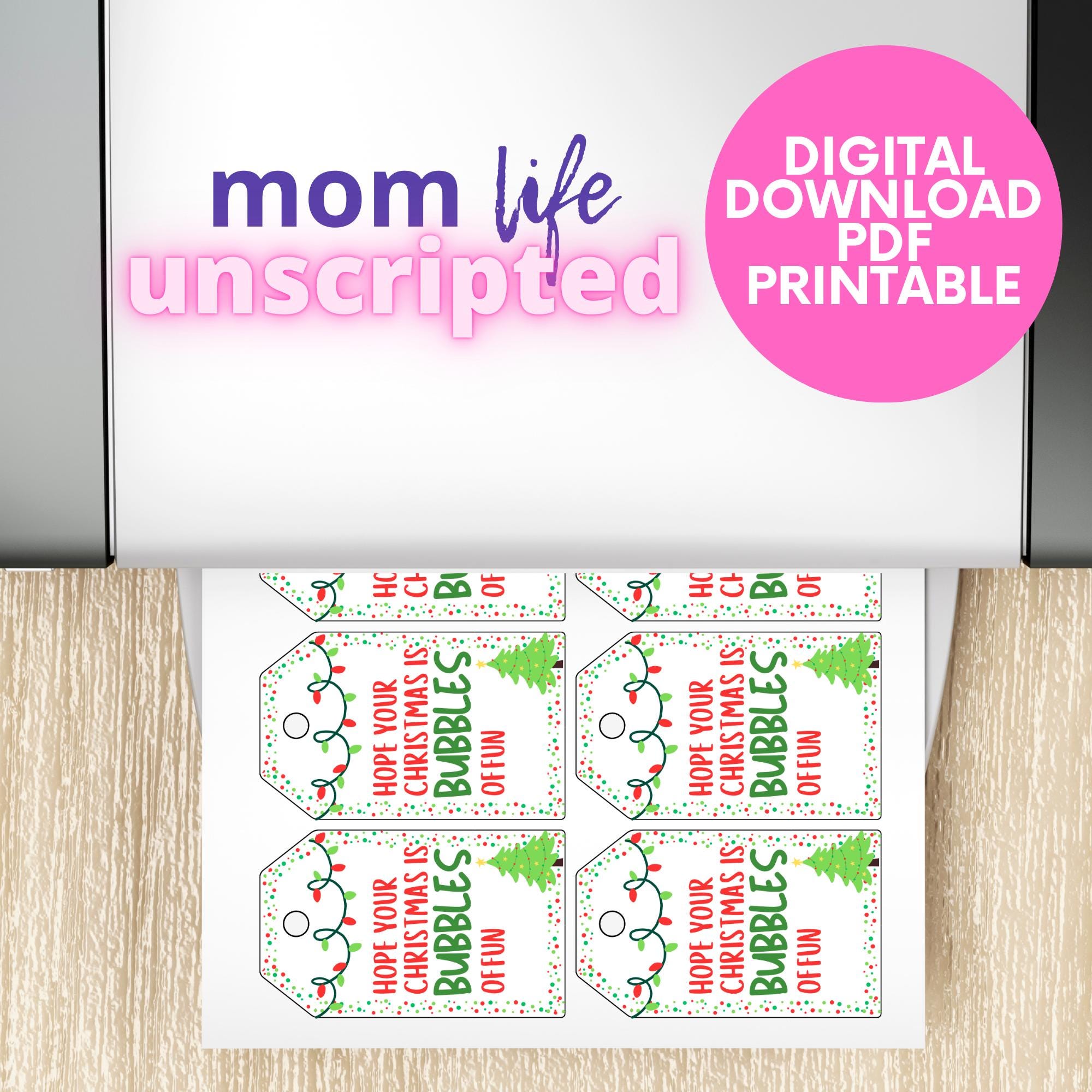 Hope Your Christmas is Bubbles of Fun Bubble Class Gift Tag Printable ...