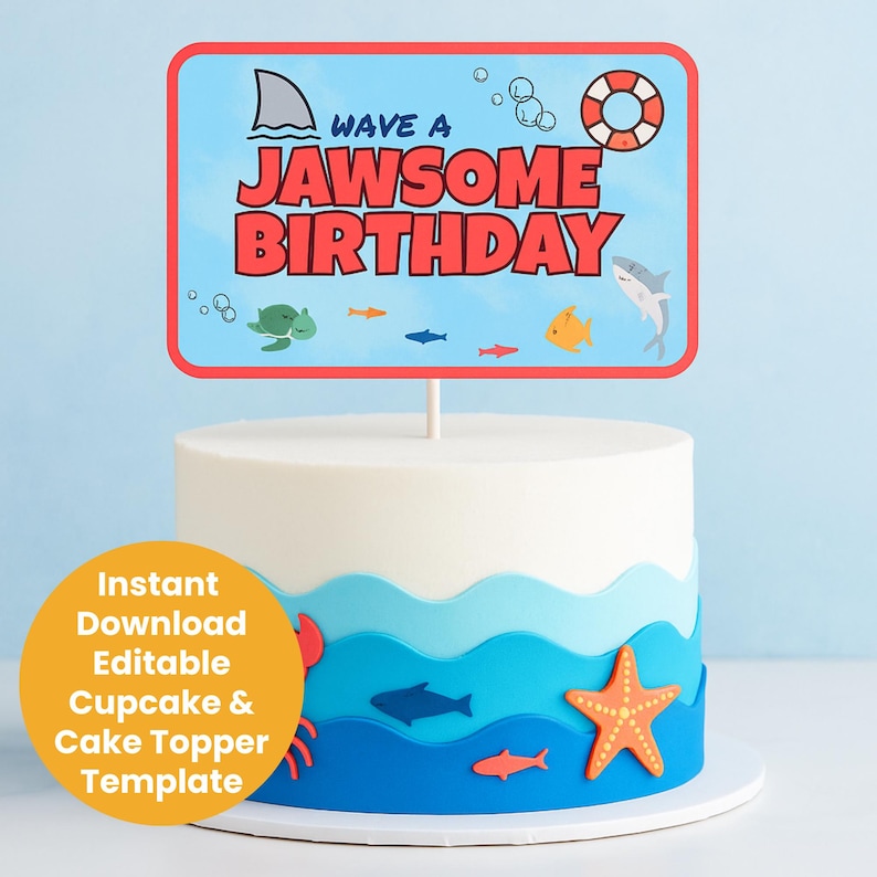 Shark Birthday Party Printables: Jawsome Decorations Kit (digital ...
