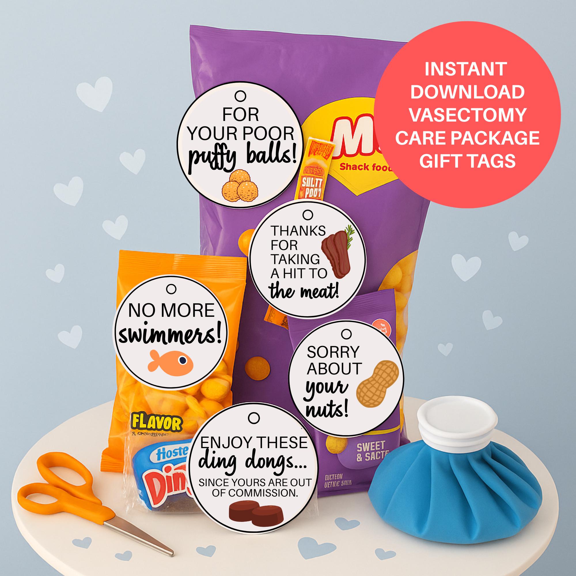 Funny Vasectomy Gift Tags: Printable Post-snip Recovery Snacks (PDF ...