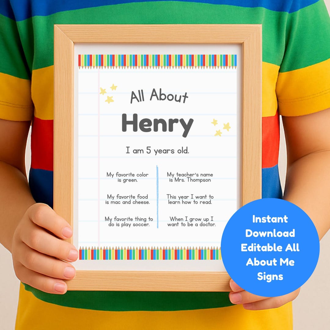 Editable All About Me School Printable: First Day Keepsake ...