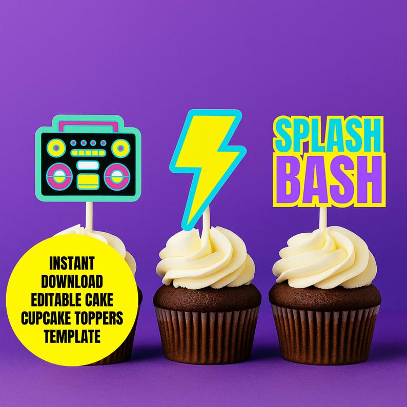 Glow Party Cake & Cupcake Toppers, Let's Glow Crazy Neon Birthday Decor ...