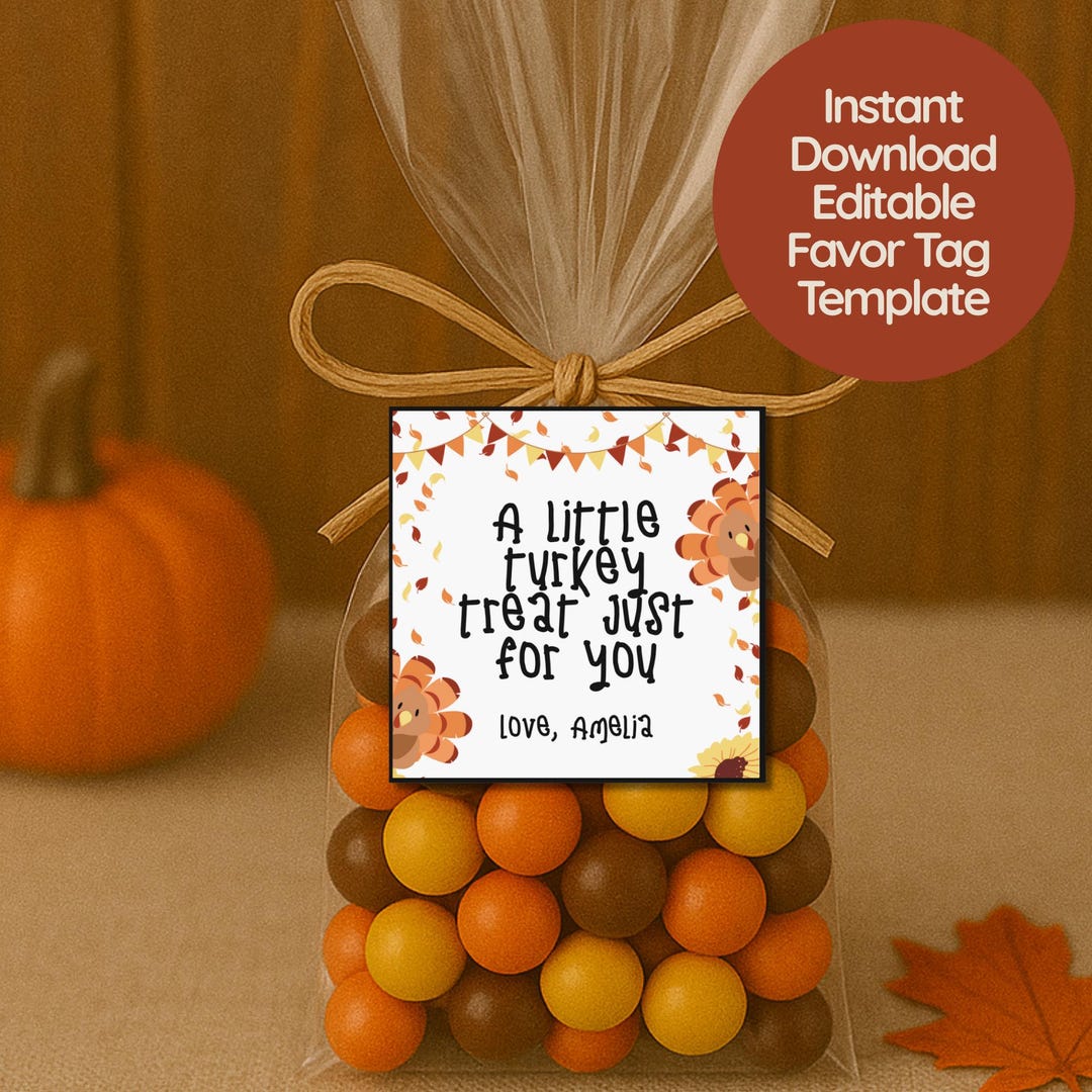 Kids Thanksgiving Favor Tags Printable, Friendsgiving Treat Bag Tags ...