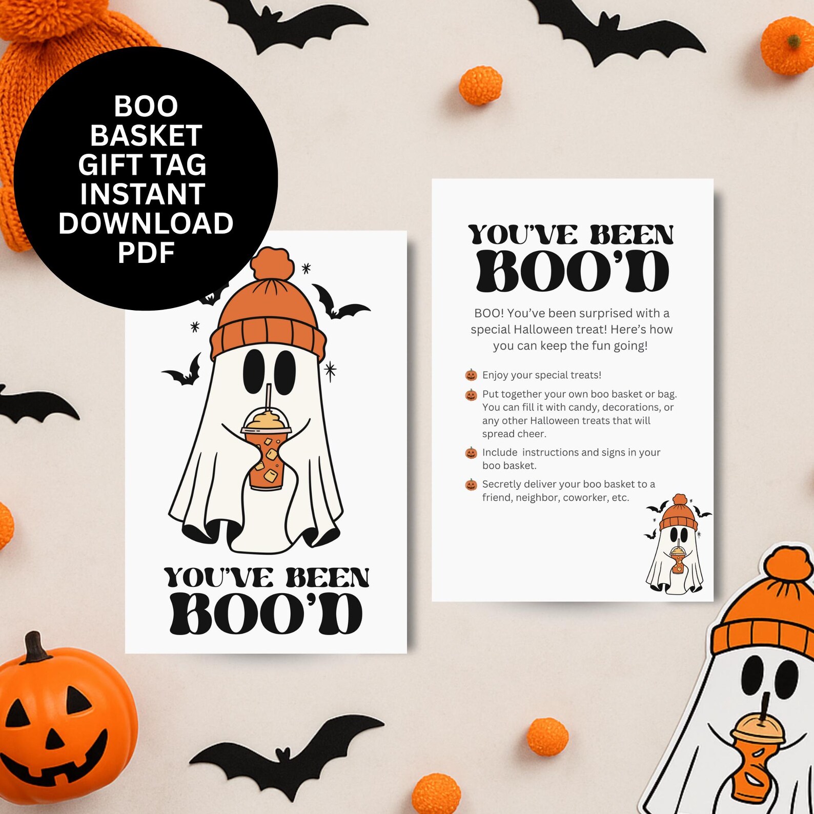 You've Been Boo'd Hipster Ghost Boo Basket Gift Tag and Instructions ...