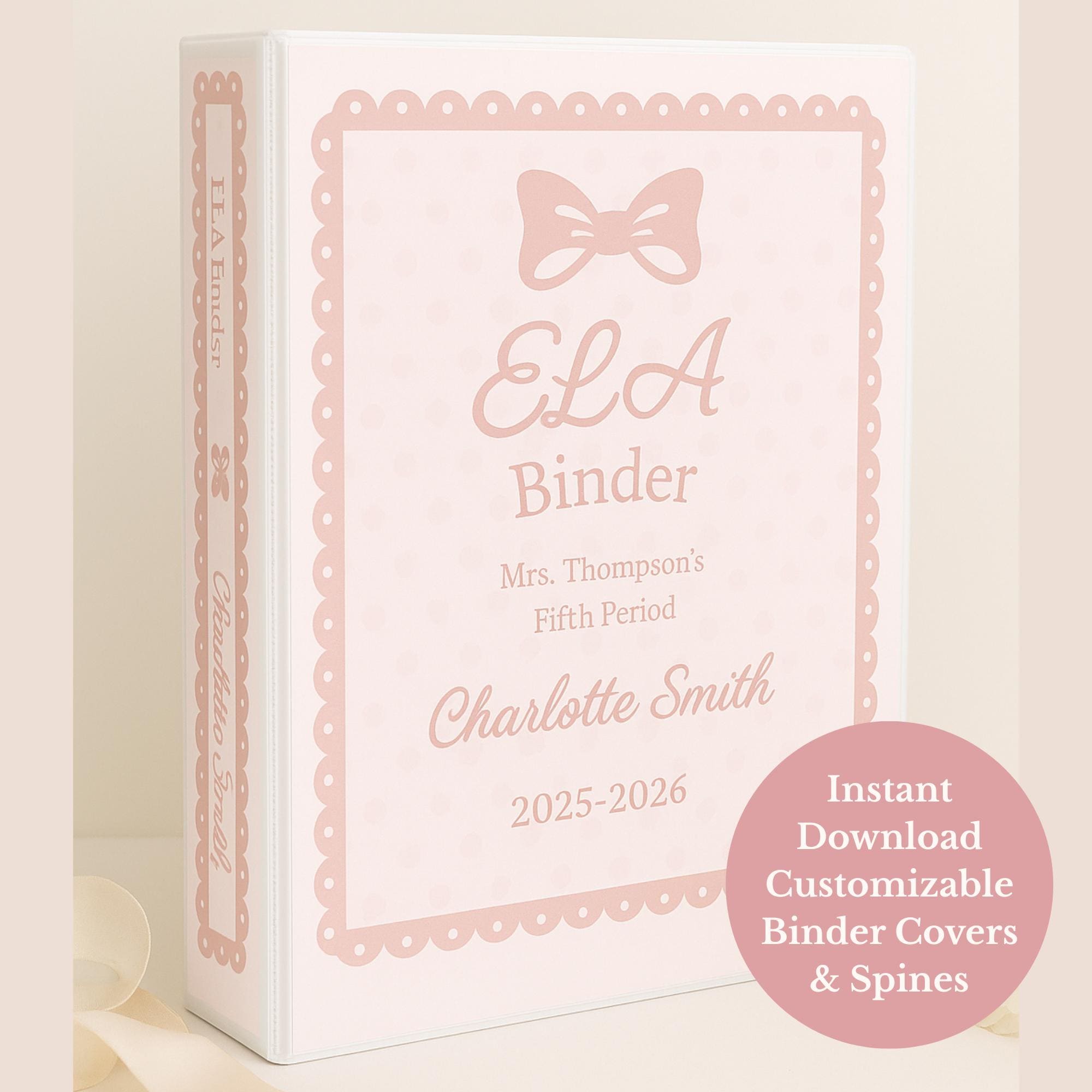 Editable Binder Covers & Spines Printable, Coquette Pink Canva Template ...