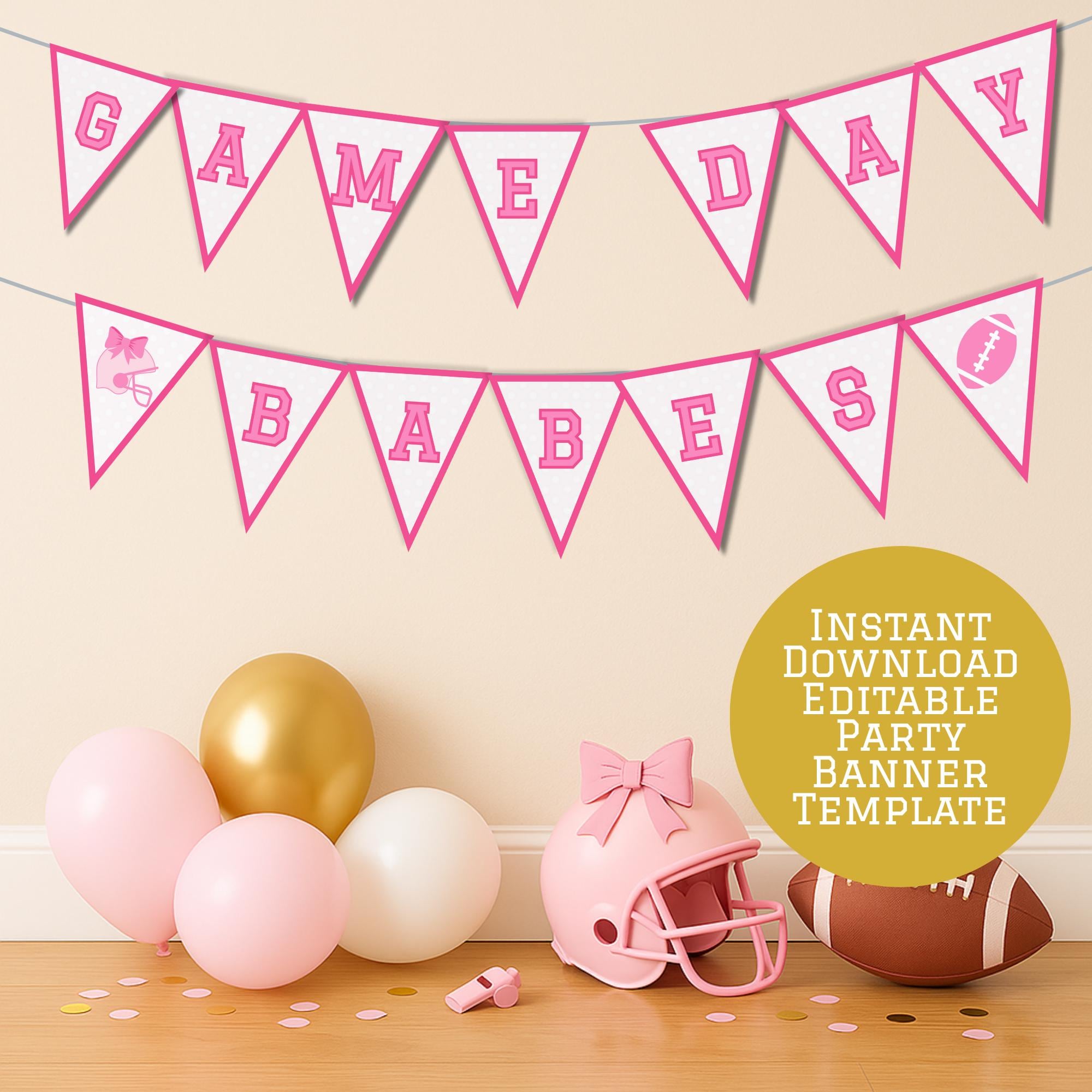 Girly Football Party Printables: Pink Tailgate Decorations (canva ...