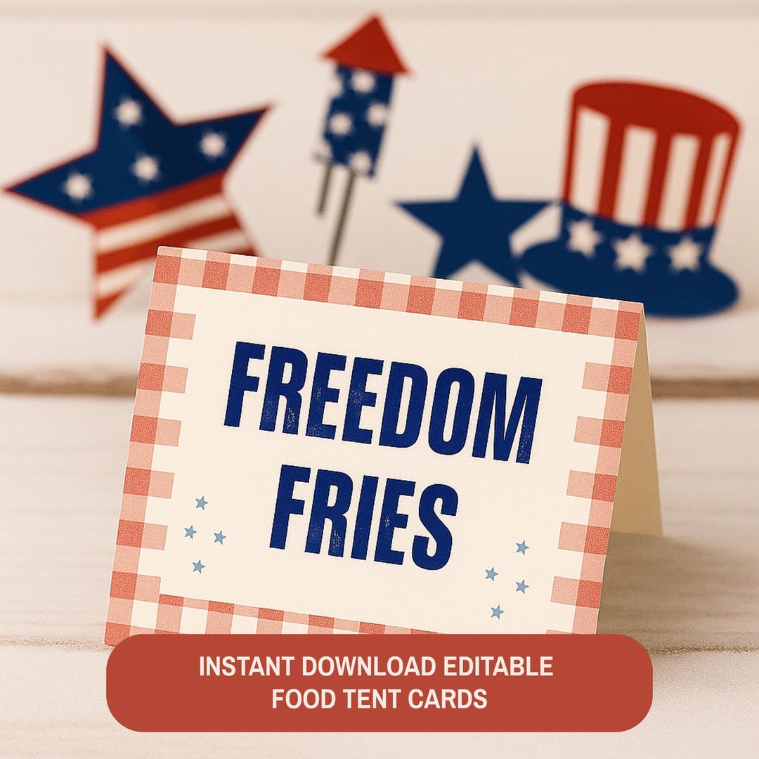 Editable 4th of July Gingham Food Tent Cards, Patriotic BBQ Buffet ...