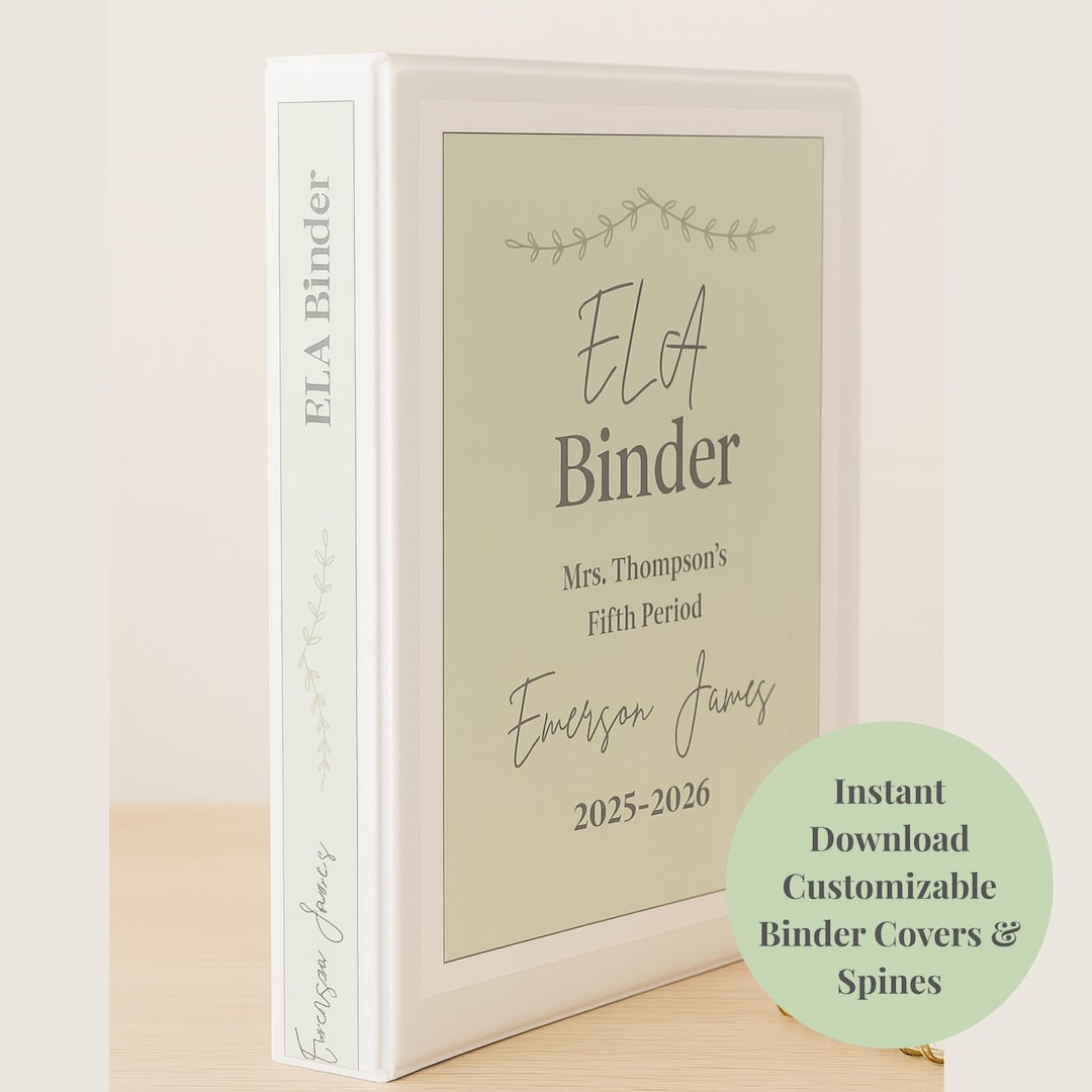 Editable Minimalist Binder Cover and Spine: Neutral School Template ...