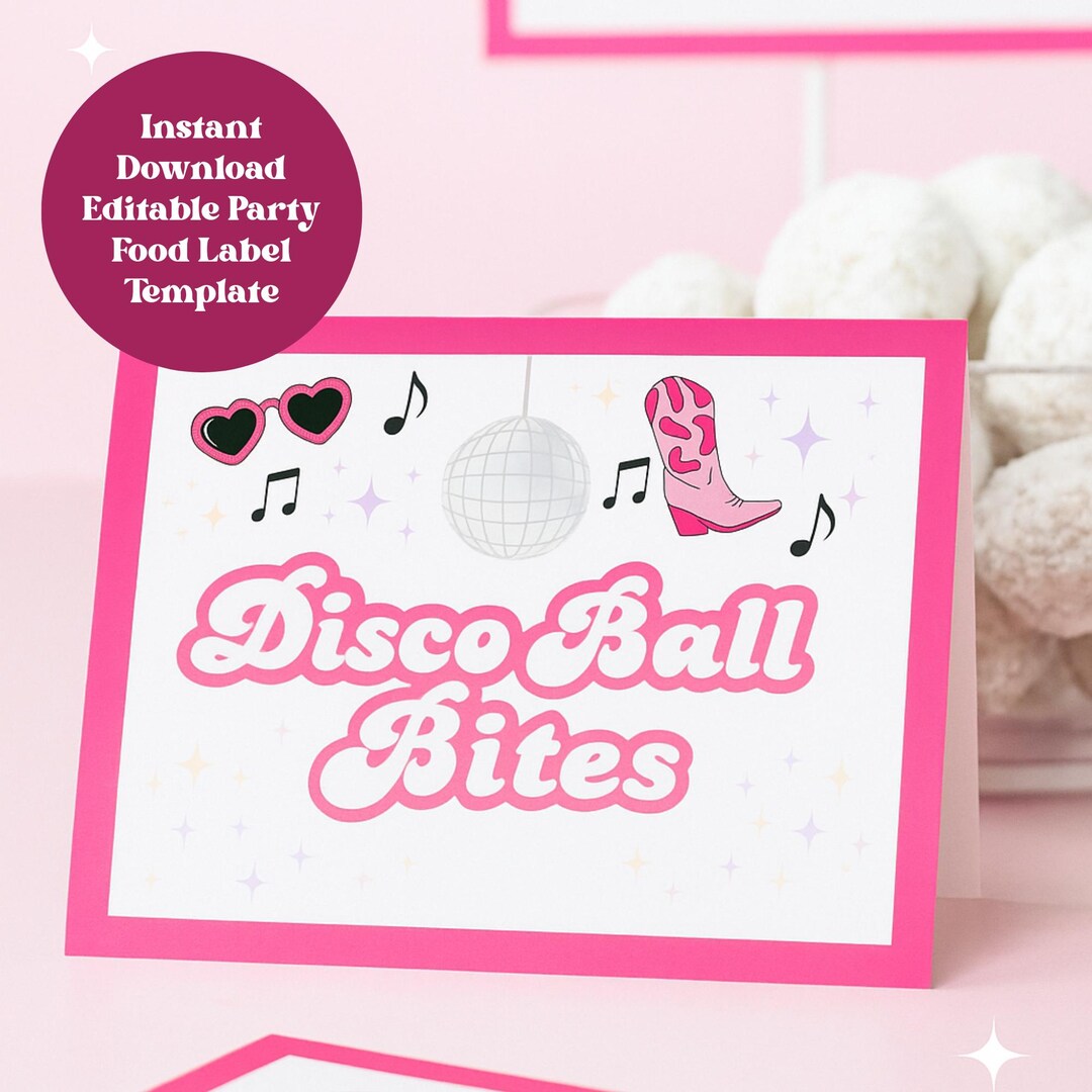 Disco Cowgirl Food Tent Cards, Girls Just Wanna Have Fun Party Labels ...