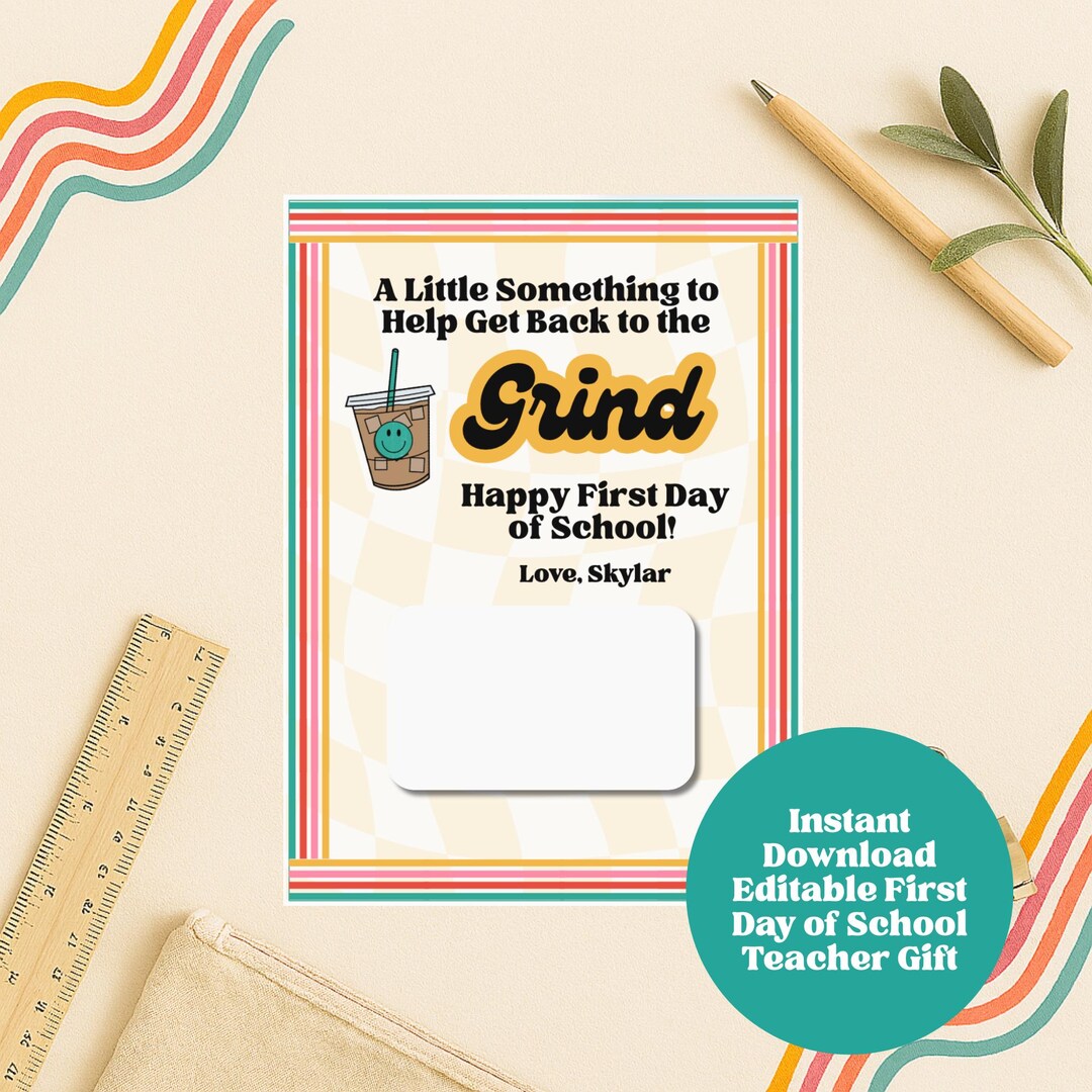 Back to School Teacher Gift Tag, Back to the Grind Coffee Gift Card ...