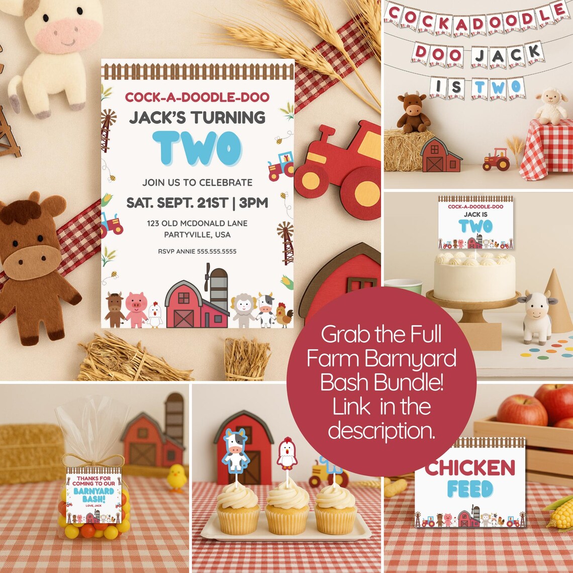 Farm 2nd Birthday Food Labels: Barnyard Party Tent Cards (digital ...