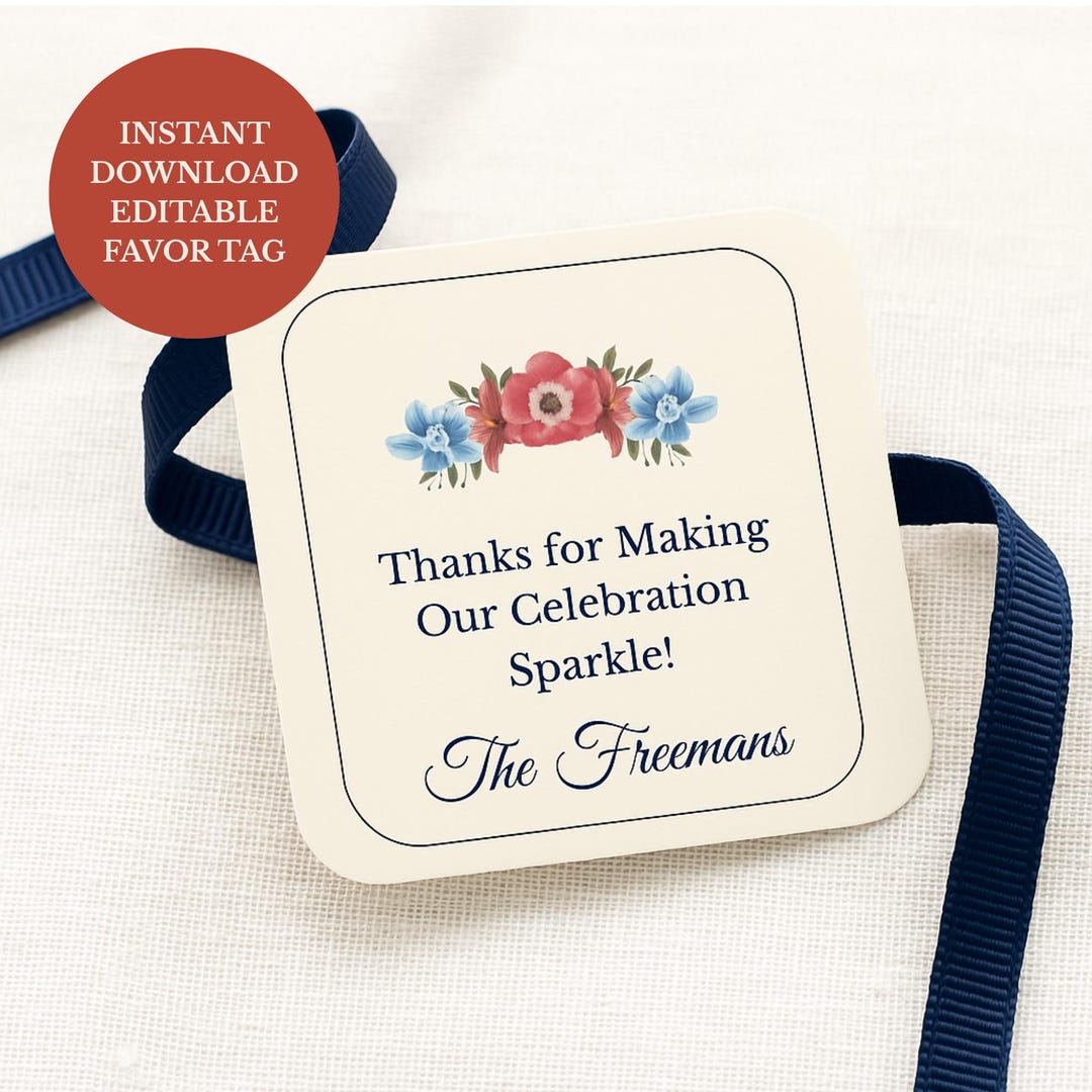 4th of July Favor Tags Printable, Elegant Patriotic Party Tags ...