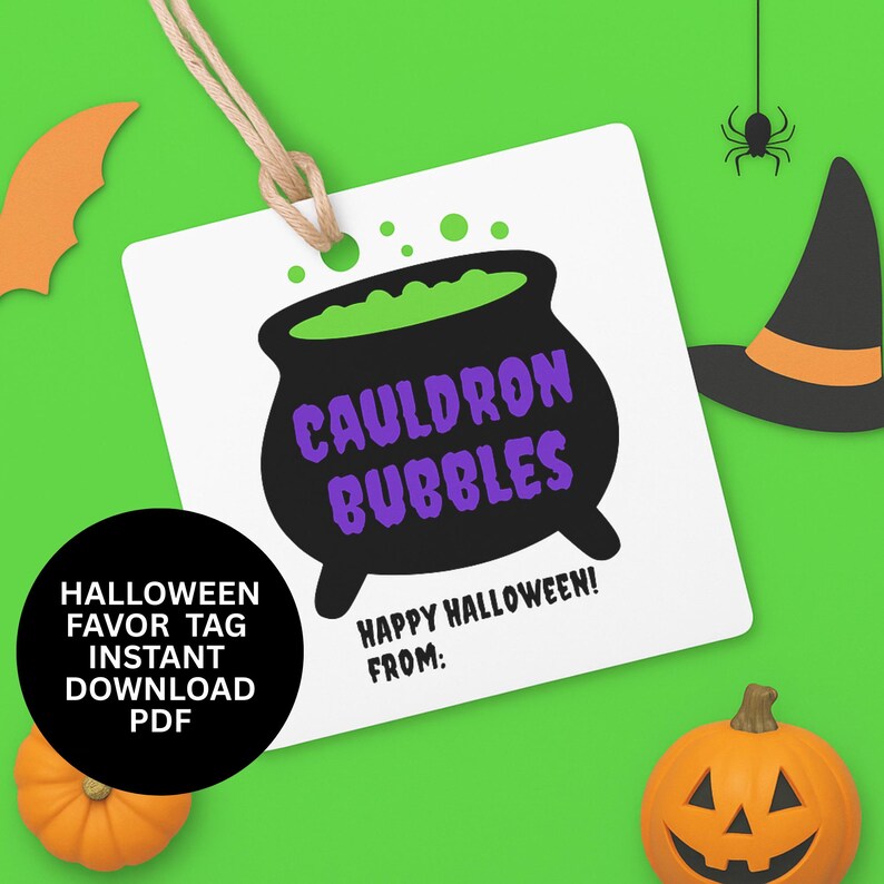 Noncandy Halloween Class Treat Gift Tag, Cauldron Bubbles Classroom ...