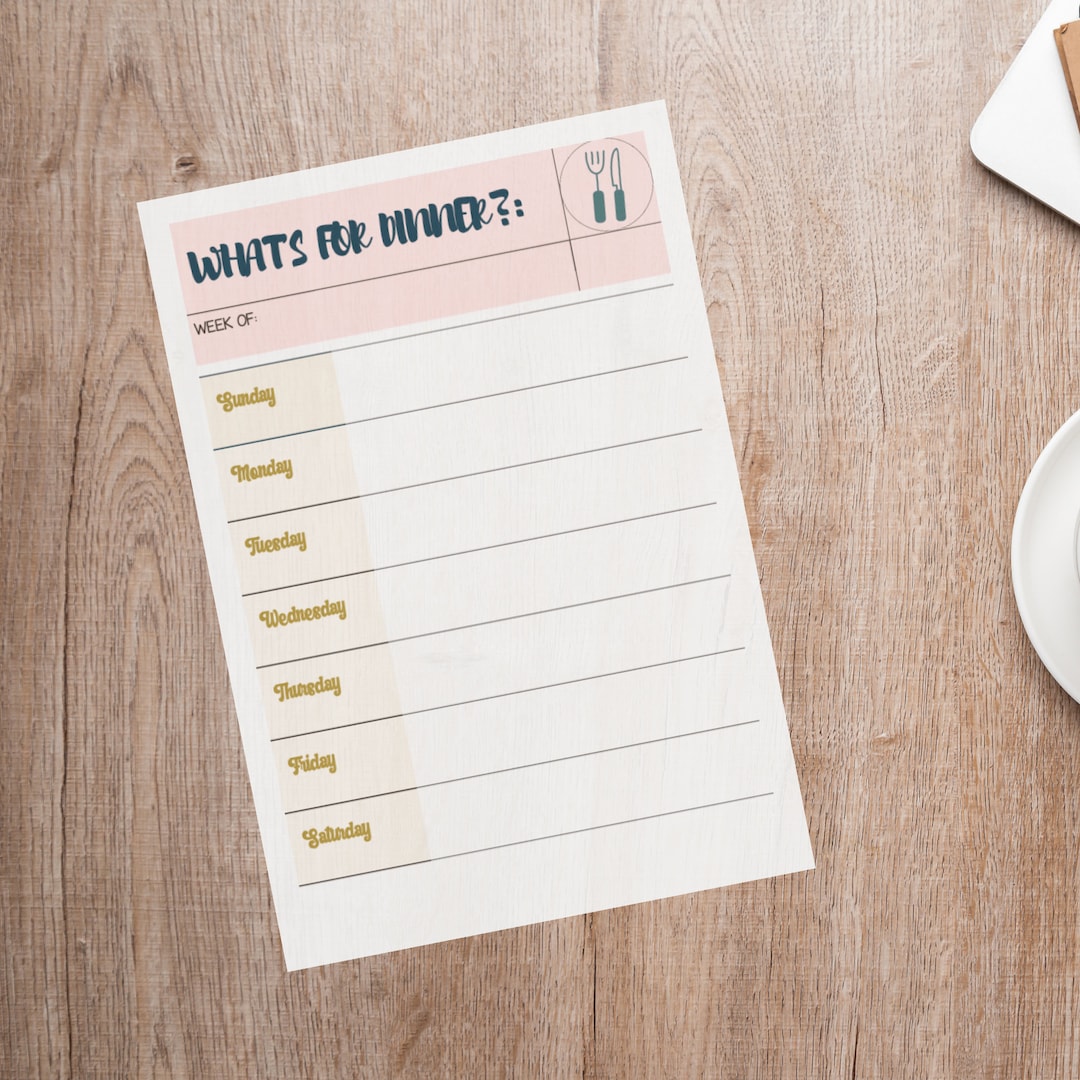 Weekly Dinner Menu Printable PDF, Meal Prep Template, Weekly Meal ...