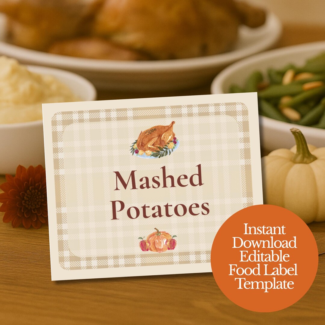 Cottage Core Thanksgiving Food Labels, Cozy Fall Tent Cards, Rustic ...
