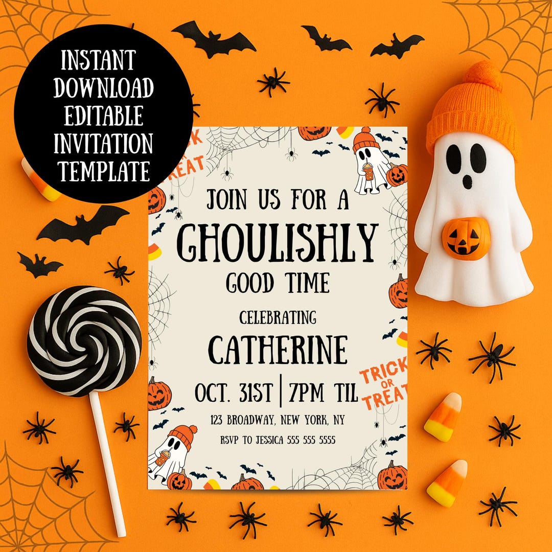 Classic Vintage Inspired Halloween Digital Canva Invitation Template ...