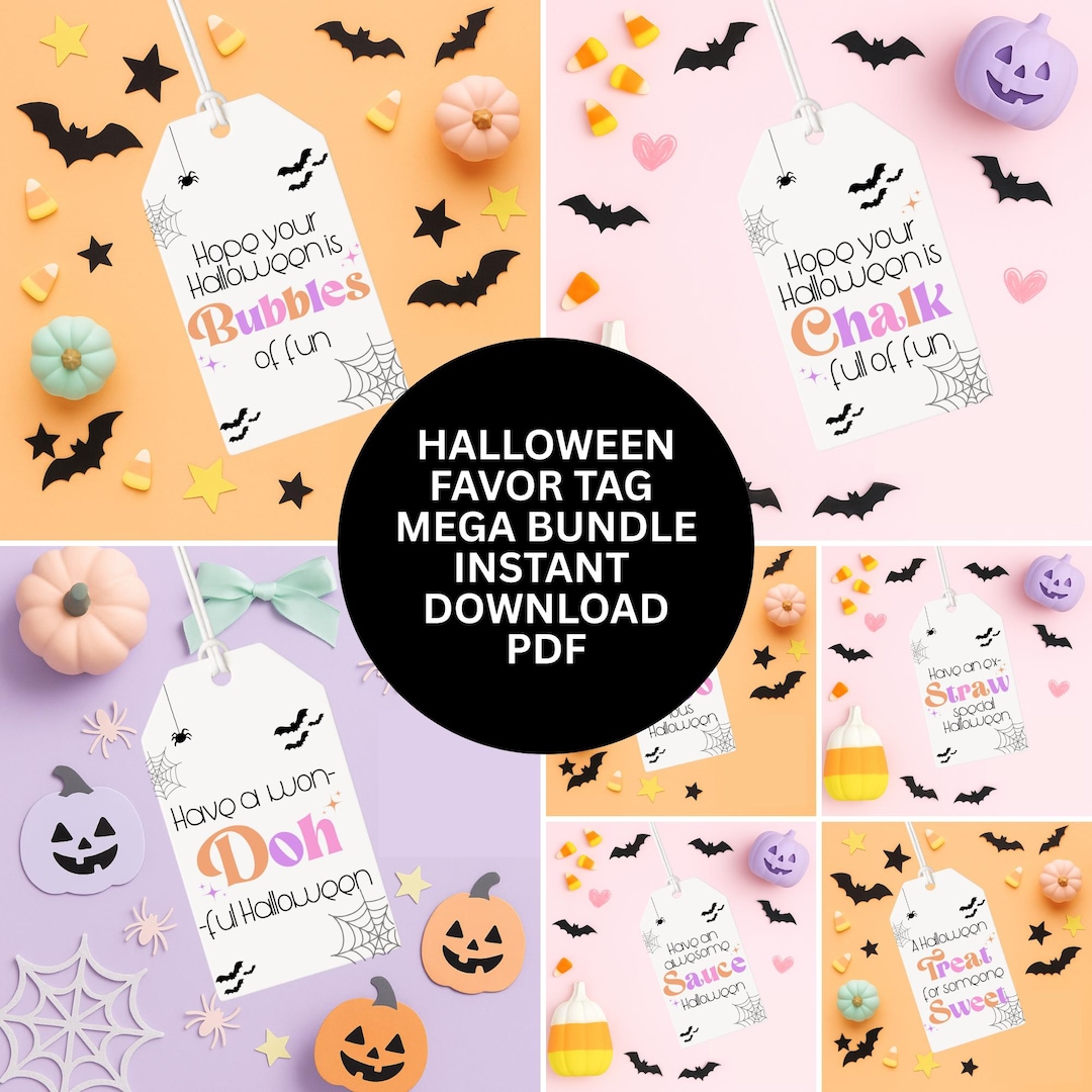 Halloween Gift Tag PDF Printable, Noncandy Halloween Goodie Bag, Cute ...
