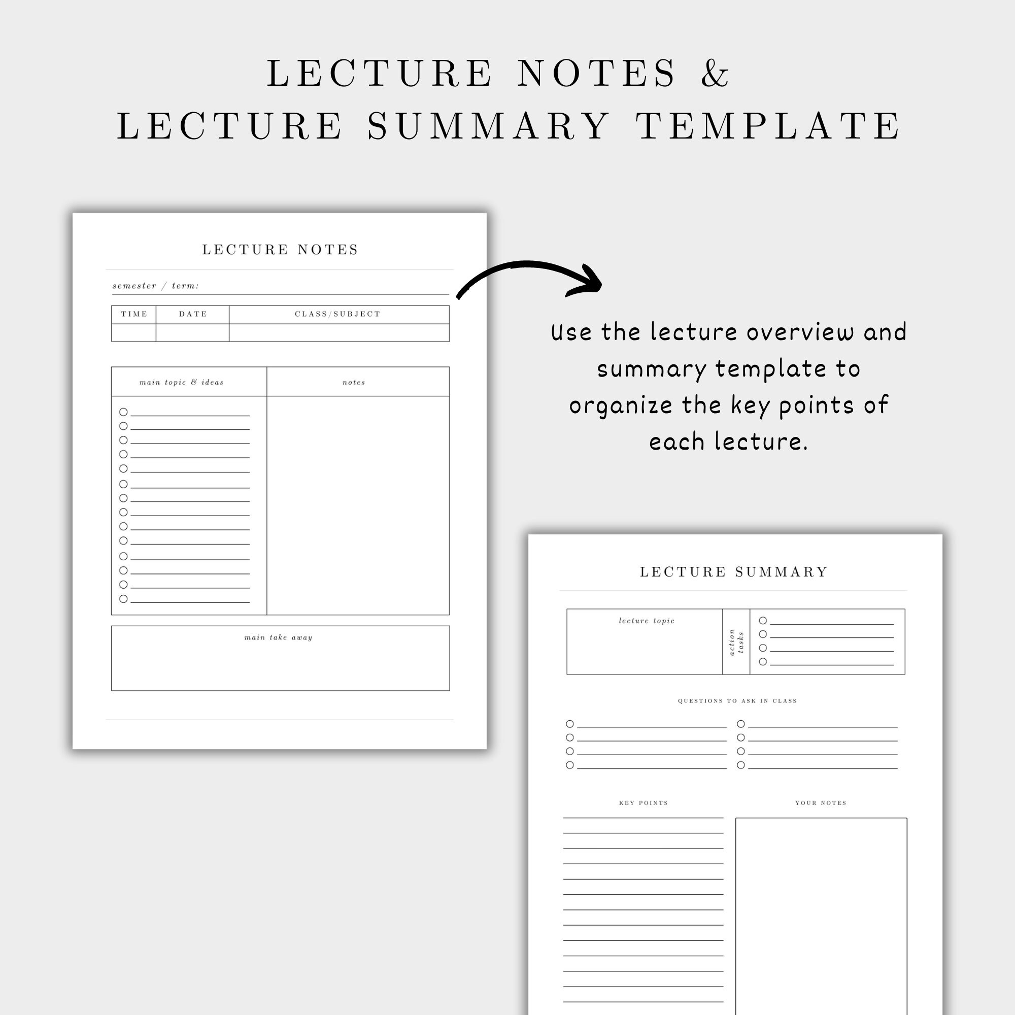 Digital Note Template, Digital Lecture Notes Template Bundle Lined ...