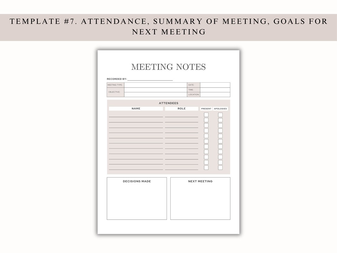 Digital Meeting Notes Template Goodnotes/ipad 5 Pages Template Bundle ...