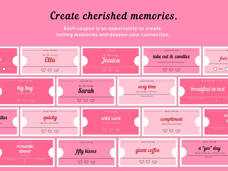 Printable Love Coupons for Boyfriend/girlfriend, Romantic Coupons ...