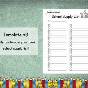 PRINTABLE School Supply List Elementary School Supply List Template ...