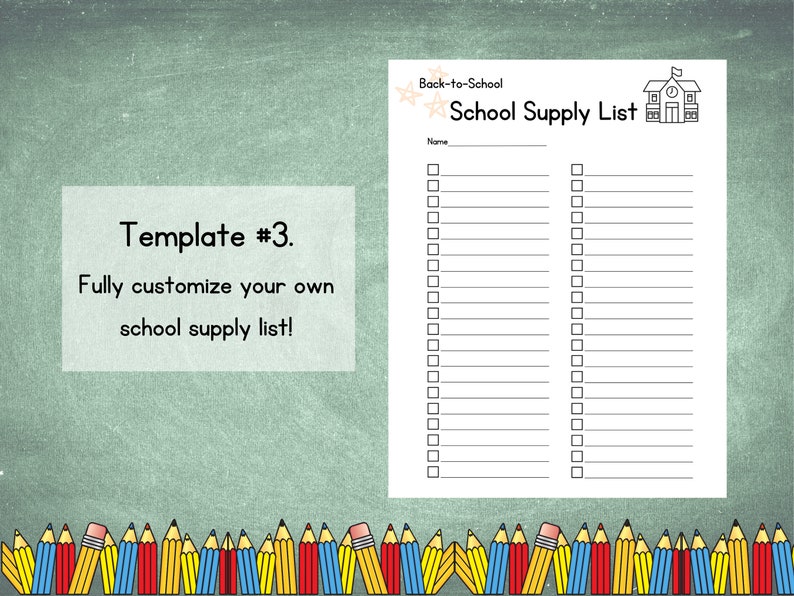 PRINTABLE School Supply List Elementary School Supply List Template ...