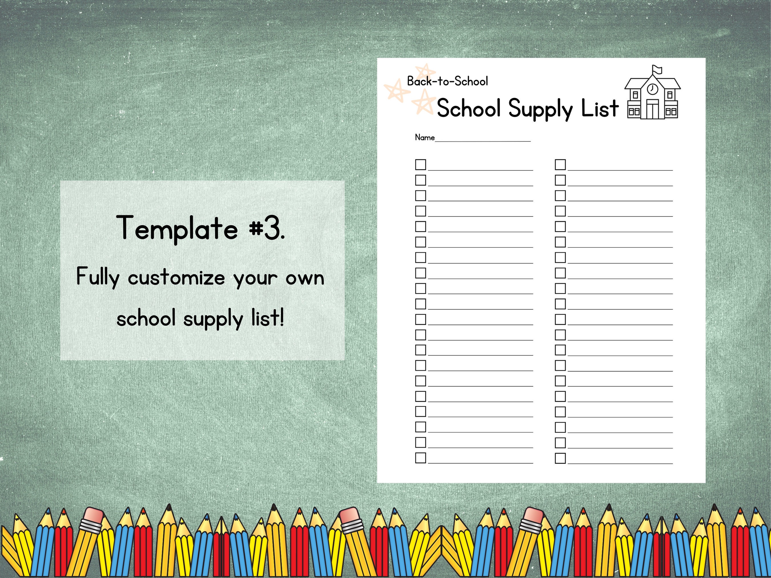 PRINTABLE School Supply List Elementary School Supply List Template ...