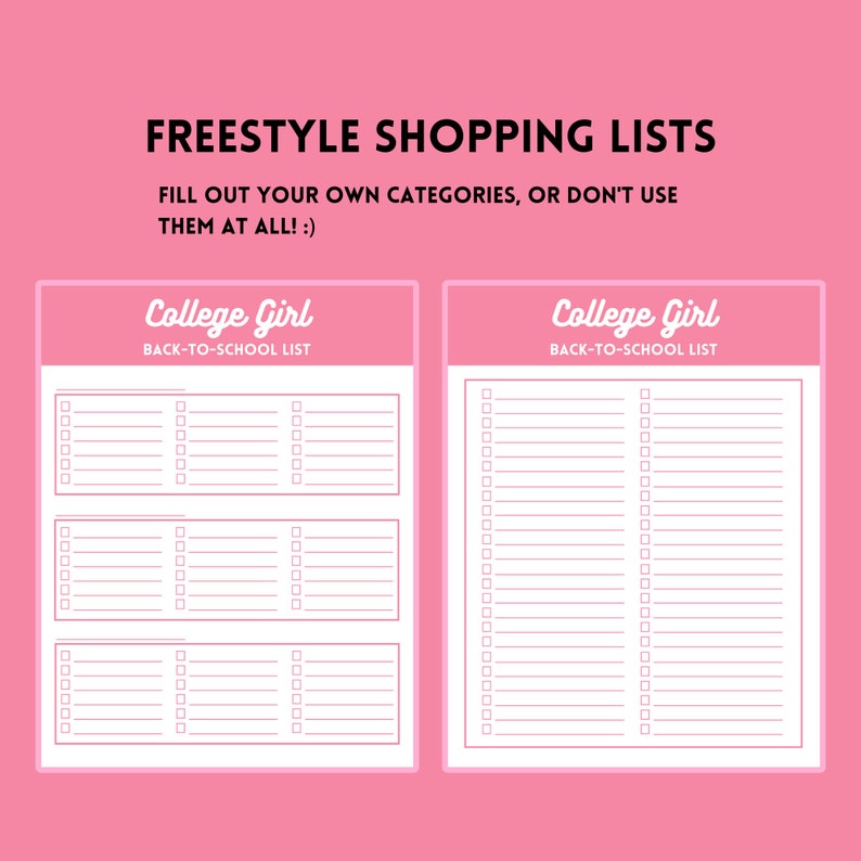 COLLEGE GIRL Back to School School Supply List Printable School Supply ...