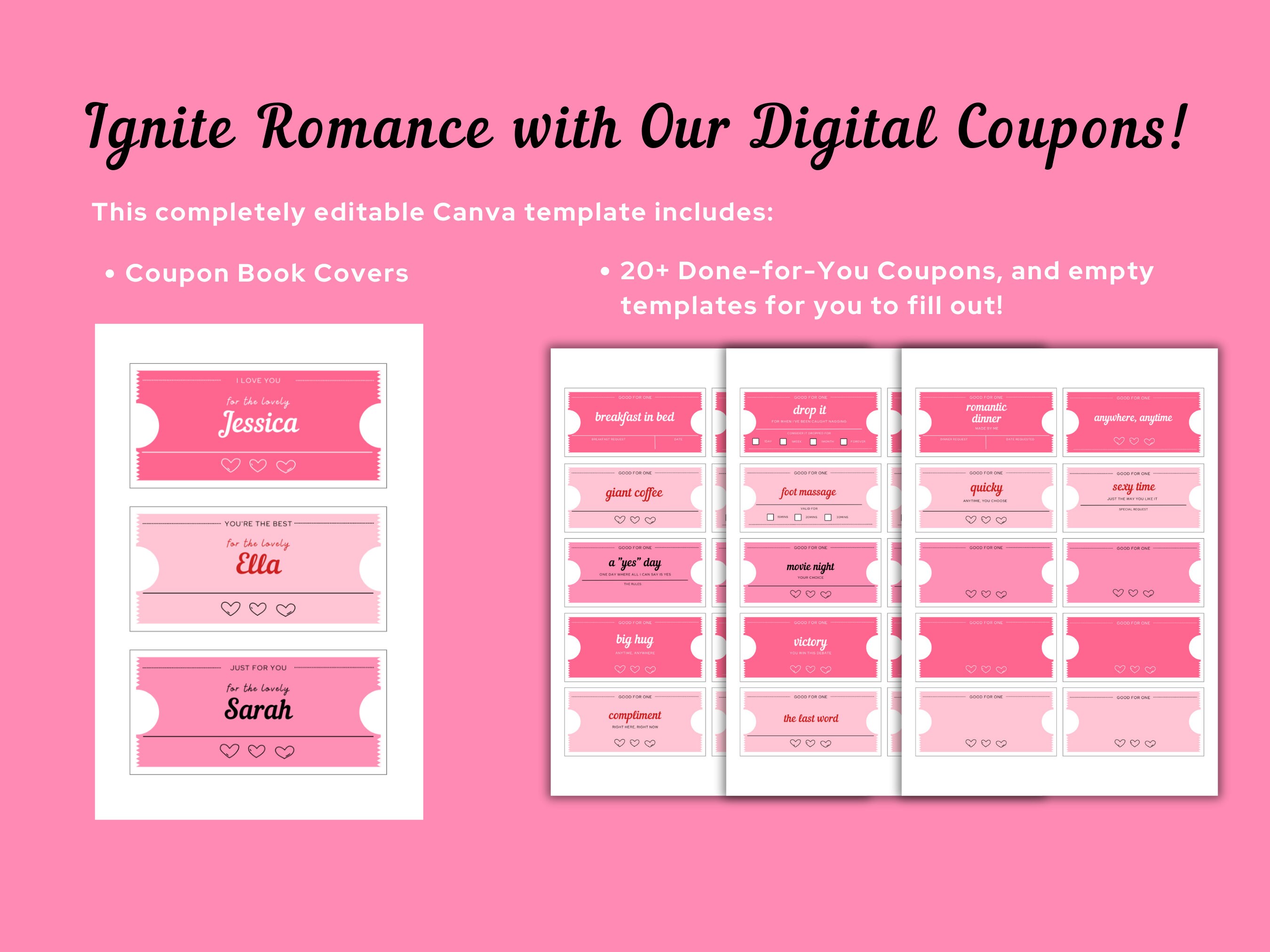 Printable Love Coupons for Boyfriend/girlfriend, Romantic Coupons ...