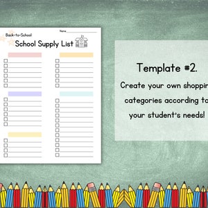 PRINTABLE School Supply List Elementary School Supply List Template ...