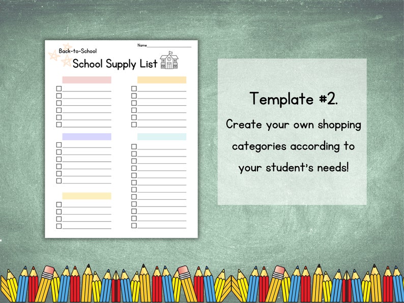 PRINTABLE School Supply List Elementary School Supply List Template ...