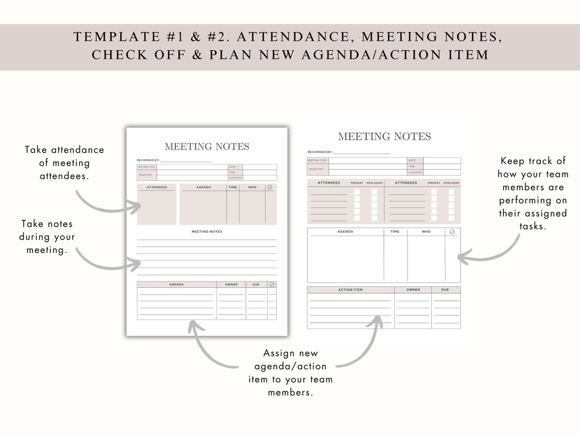 Digital Meeting Notes Template Goodnotes/ipad 5 Pages Template Bundle ...