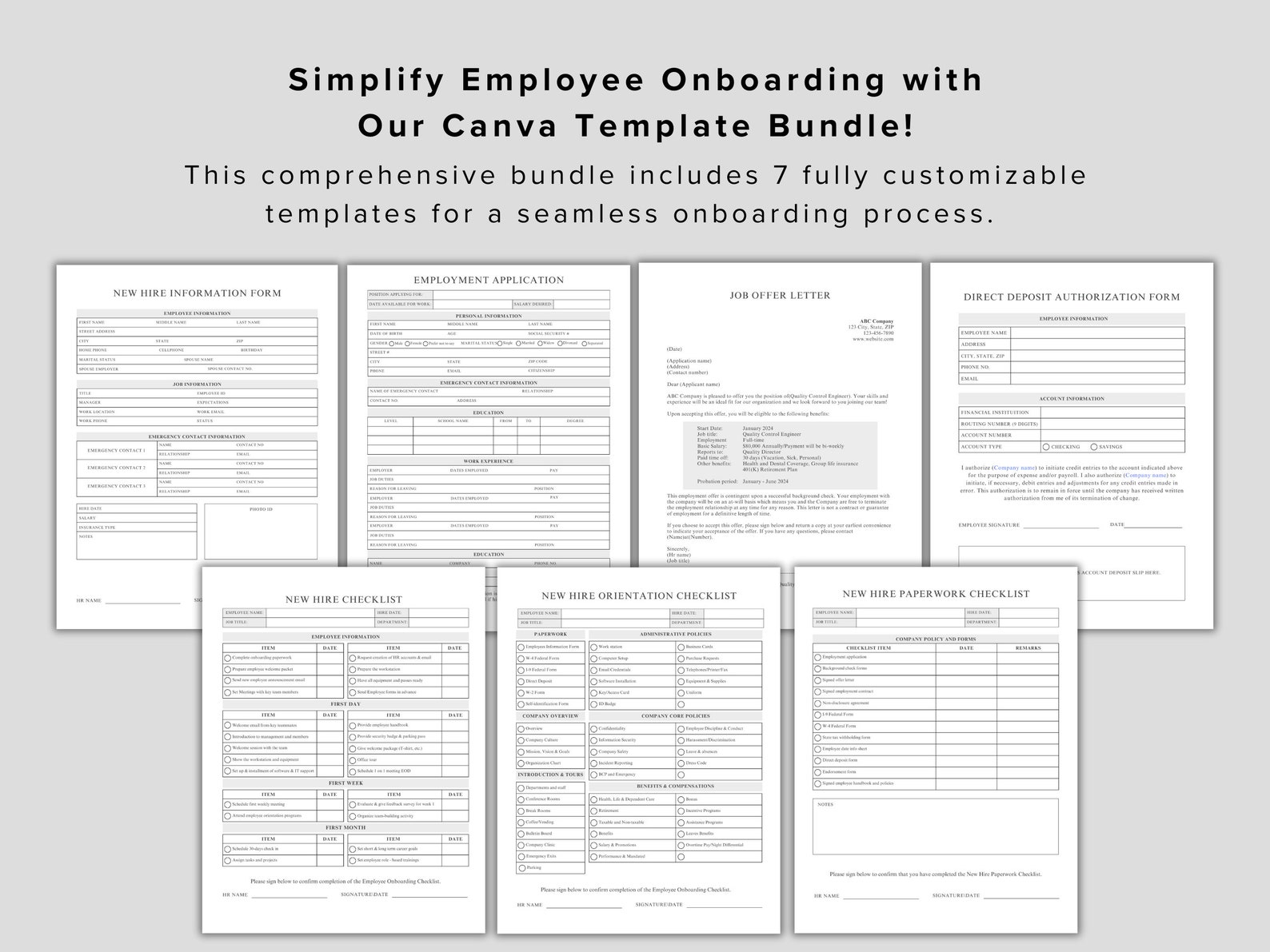 Employee Onboarding Template Bundle, New Hire Checklist Bundle, New ...