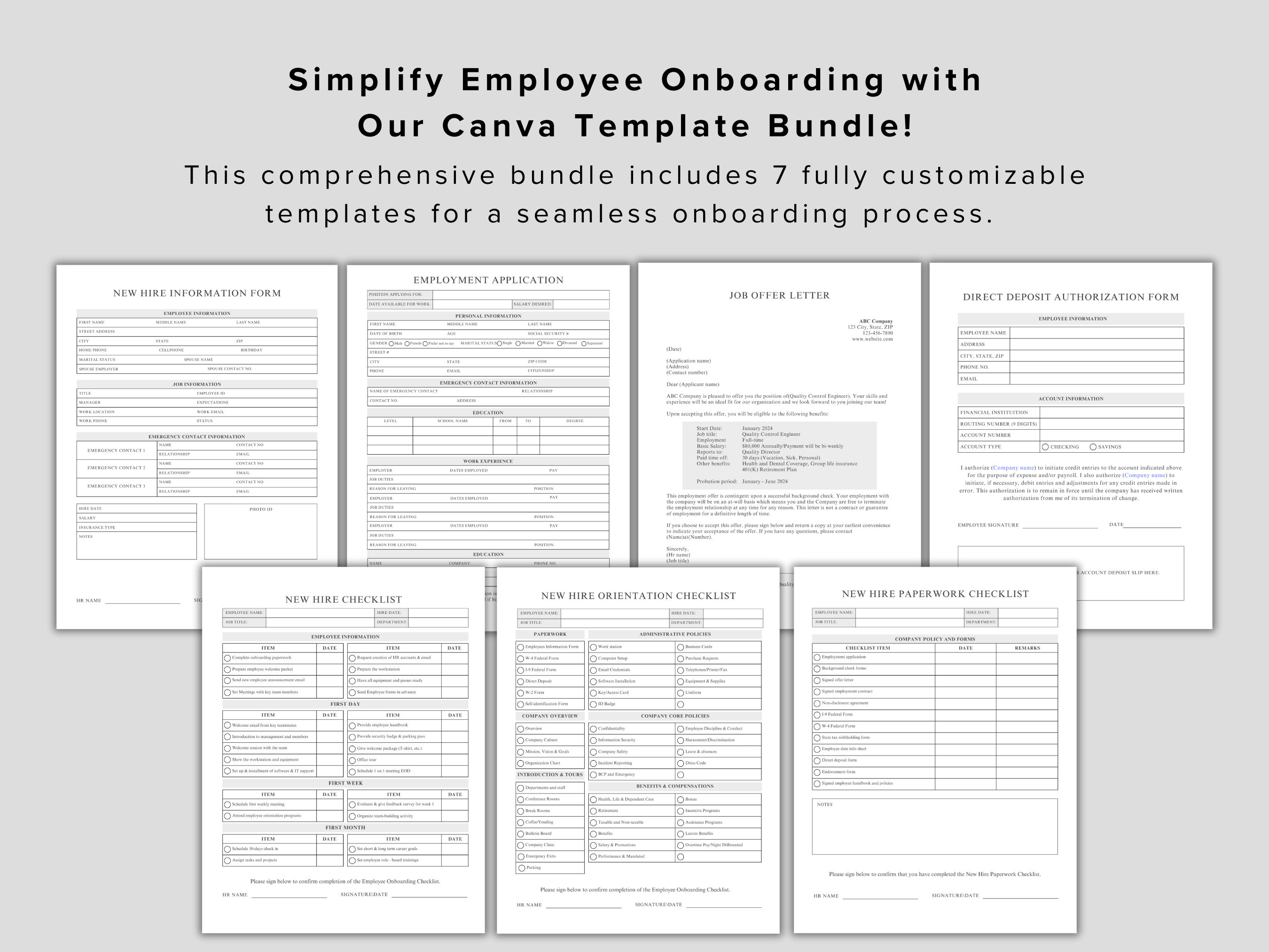 Employee Onboarding Template Bundle, New Hire Checklist Bundle, New ...