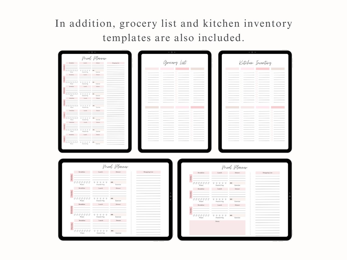 Digital Weekly Meal Planner Goodnotes/ipad Template Includes Grocery ...