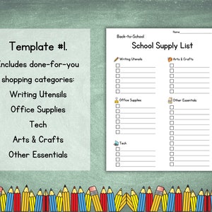 PRINTABLE School Supply List Elementary School Supply List Template ...